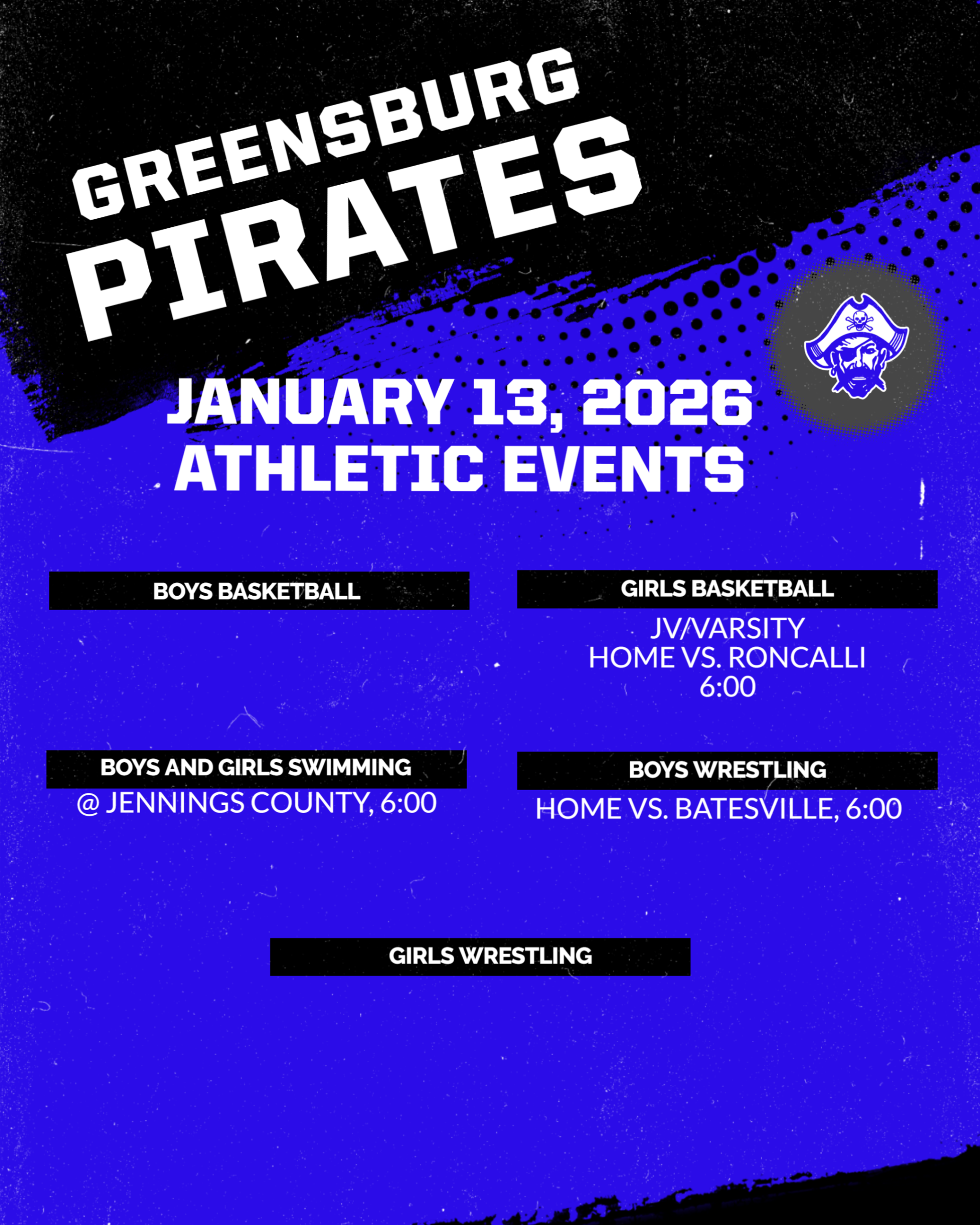 Greensburg Pirates January 12th Athletic results and January 13th ...